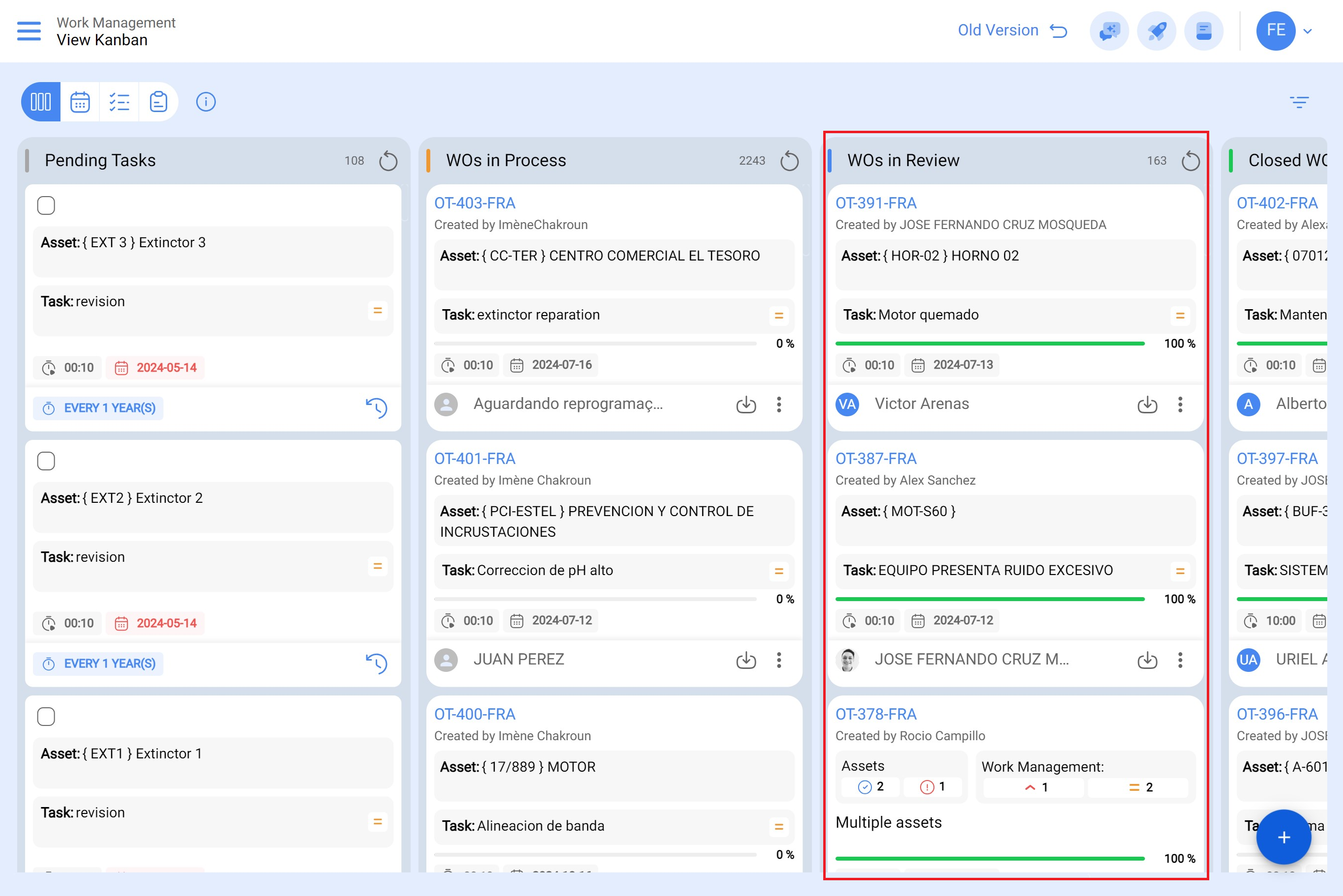 Kanban View in Work Orders – Help Center | Fracttal