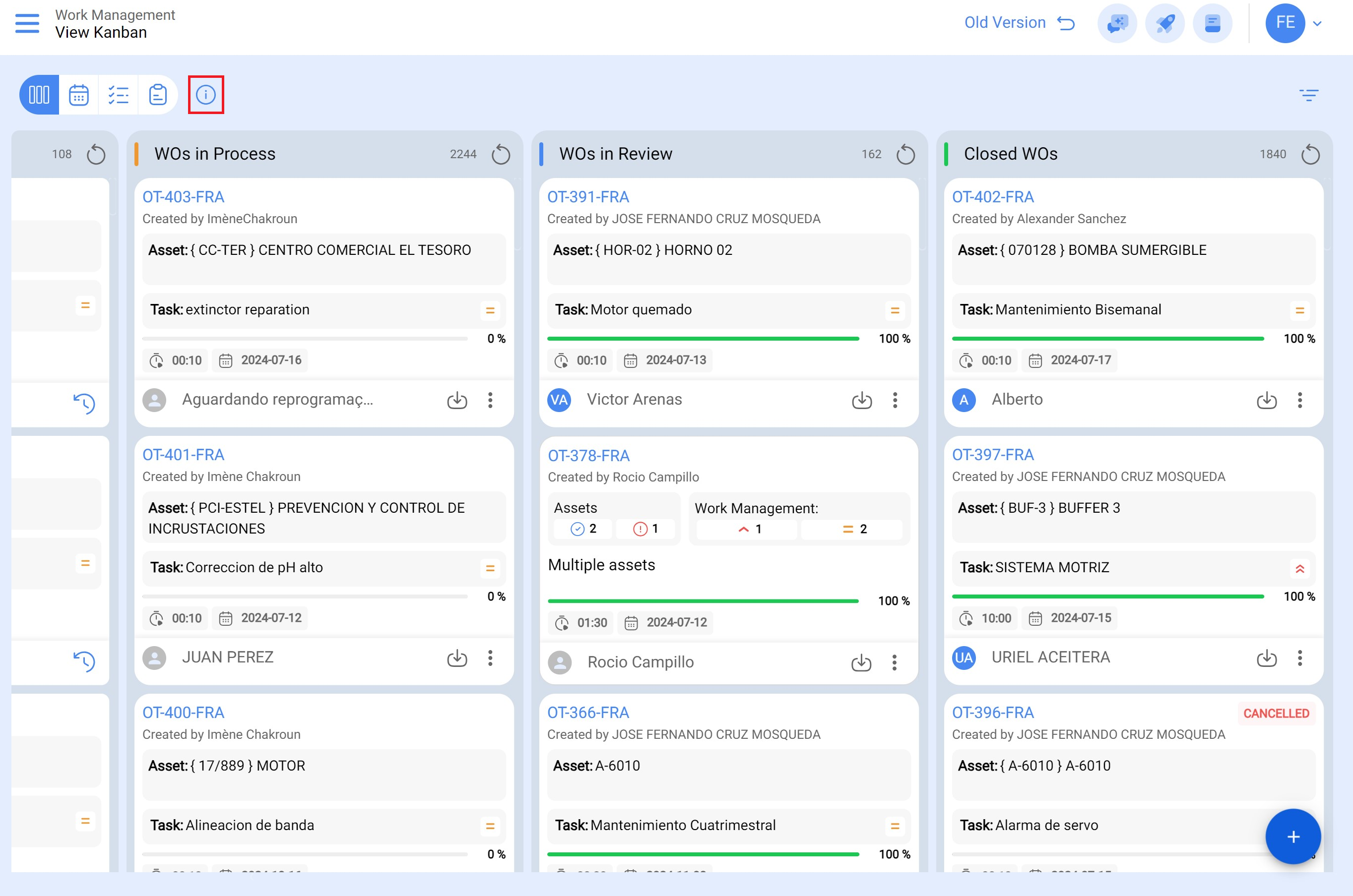 Kanban View in Work Orders – Help Center | Fracttal